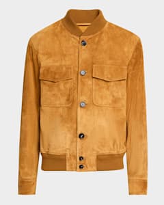 Emporio Armani Men's Leather Bomber Jacket | Neiman Marcus