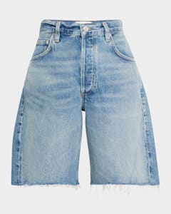 Triarchy T-Long High Rise Cut-Off Denim Shorts | Neiman Marcus
