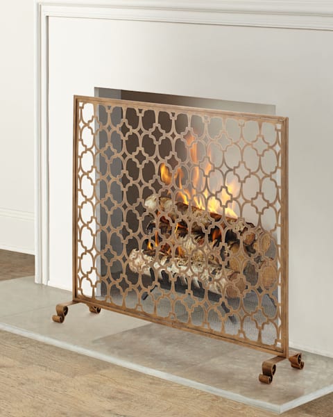 Bamboo Design Single Panel Fireplace Screen | Neiman Marcus