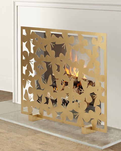 Bamboo Design Single Panel Fireplace Screen | Neiman Marcus