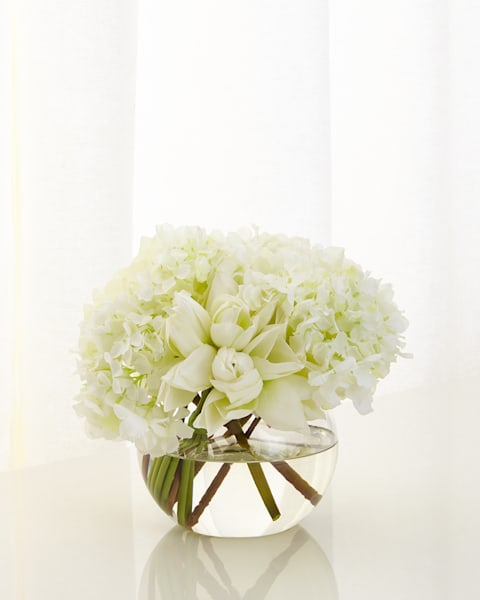 Winward Home Rose Peony in Golden Pot | Neiman Marcus