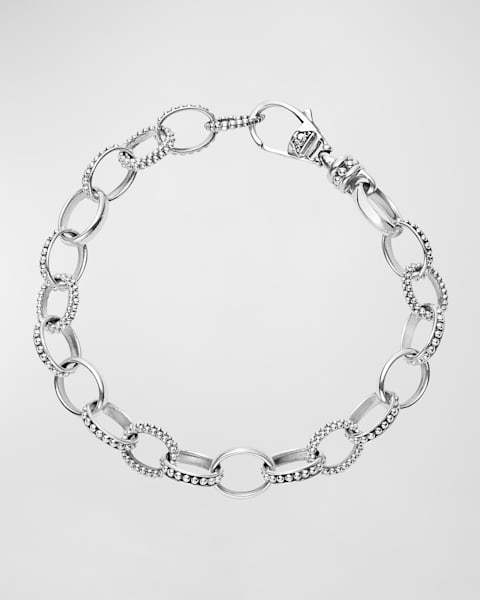 LAGOS Sterling Silver 18K Signature Caviar Bracelet with Diamonds, 9mm ...