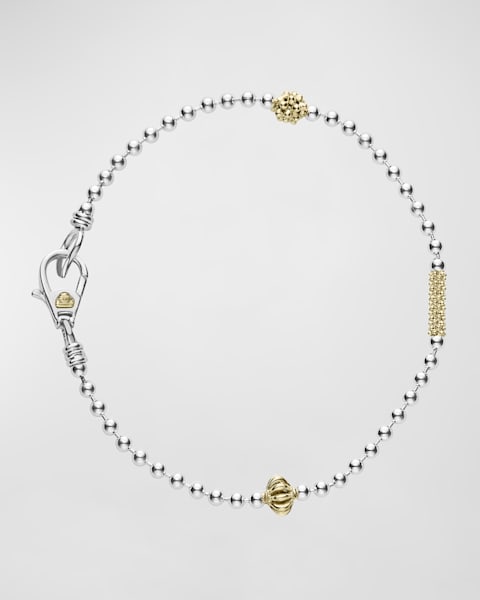 LAGOS Sterling Silver and 18K Signature Caviar Bracelet, 6mm | Neiman ...