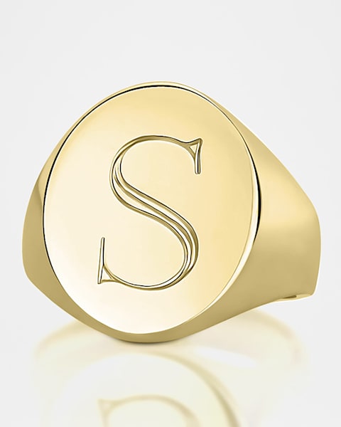 Sarah Chloe 14K Gold Lana Monogrammed Oval Signet Ring, Petite | Neiman ...