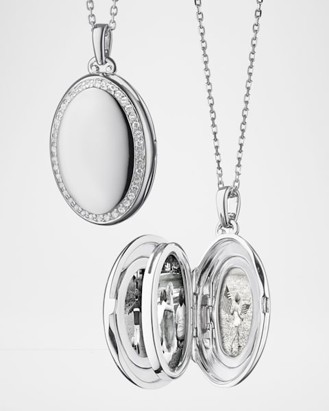 Monica Rich Kosann Sterling Silver Petite Initial Locket Necklace ...