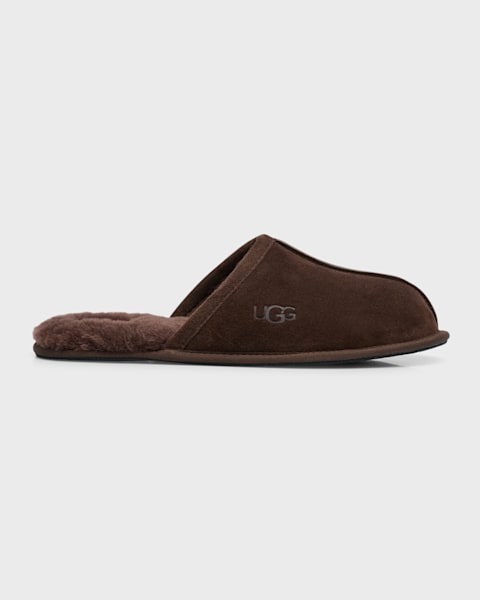 UGG Men's Scuff Leather Mule Slippers w/ Wool Lining | Neiman Marcus