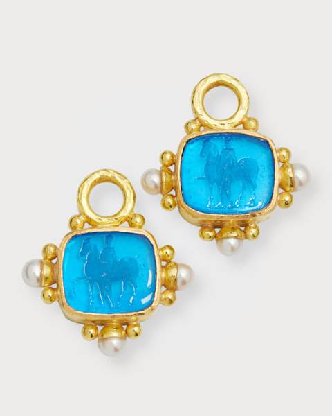 Elizabeth Locke 19k Cabochon Moonstone Earring Pendants | Neiman Marcus