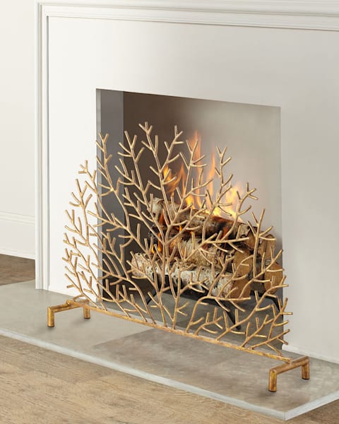 Bamboo Design Single Panel Fireplace Screen | Neiman Marcus