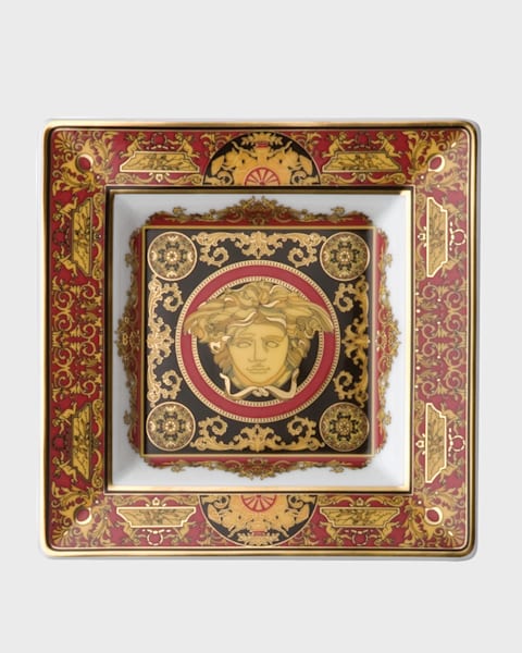 Versace Medusa Garland Red Tray, 7" Square | Neiman Marcus