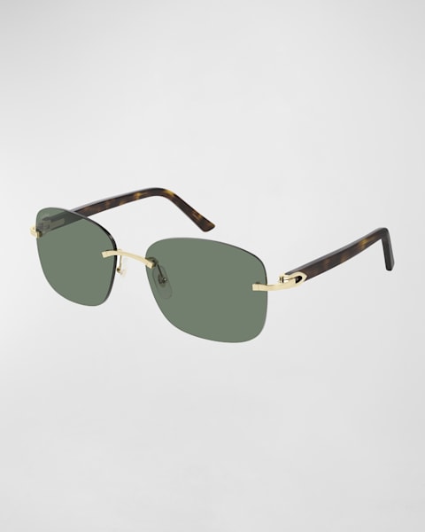 Cartier Men's Rimless Metal Rectangle Sunglasses | Neiman Marcus