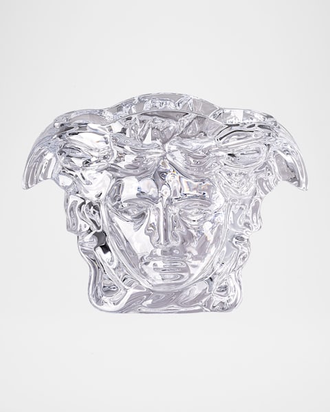 Versace Medusa Grande Blue Crystal Vase - 7.5" | Neiman Marcus