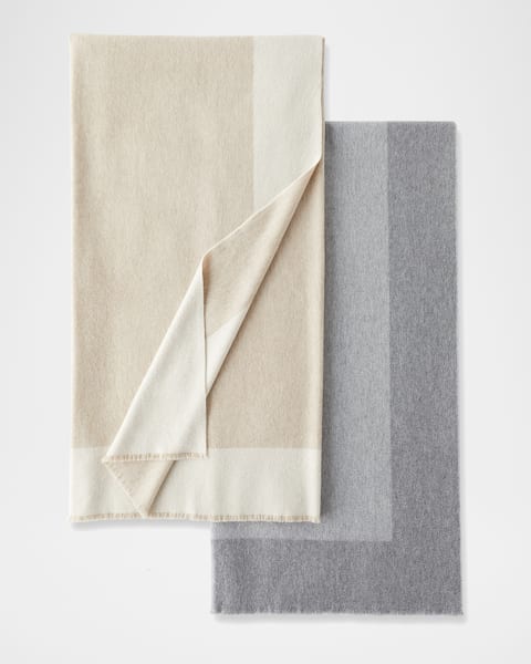 Vince Shaker Stitch Cashmere-Blend Throw Blanket | Neiman Marcus
