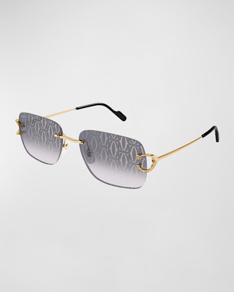 Cartier Men's Round Rimless Metal Sunglasses | Neiman Marcus