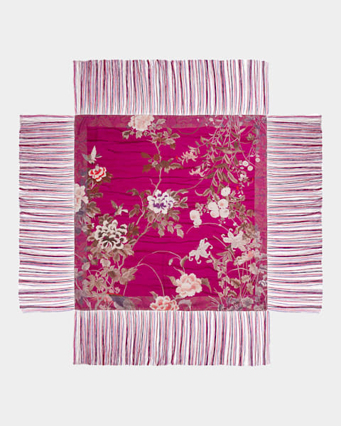 Pierre-Louis Mascia Floral Cotton & Silk Scarf | Neiman Marcus