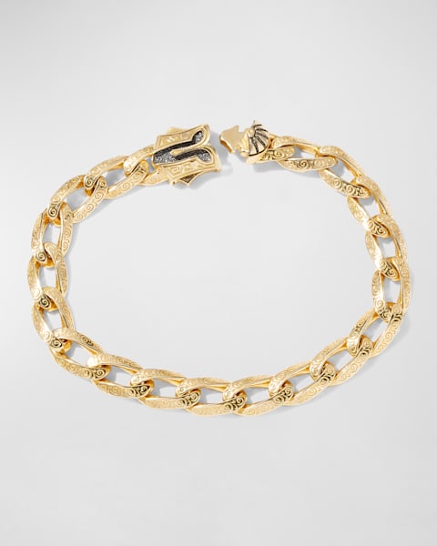 Gurhan Men's Hammered 24K Yellow Gold Cuban Chain Bracelet | Neiman Marcus