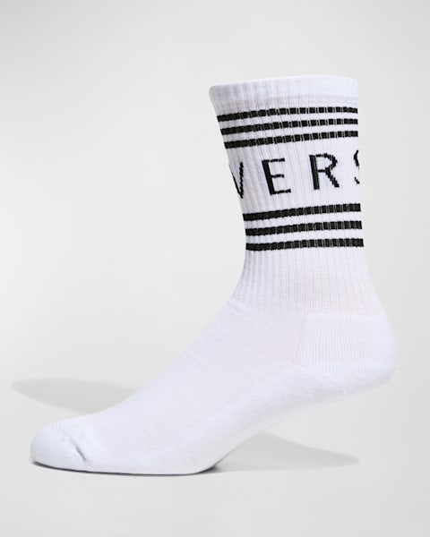 Versace Men's Cotton-Stretch Logo Crew Socks | Neiman Marcus