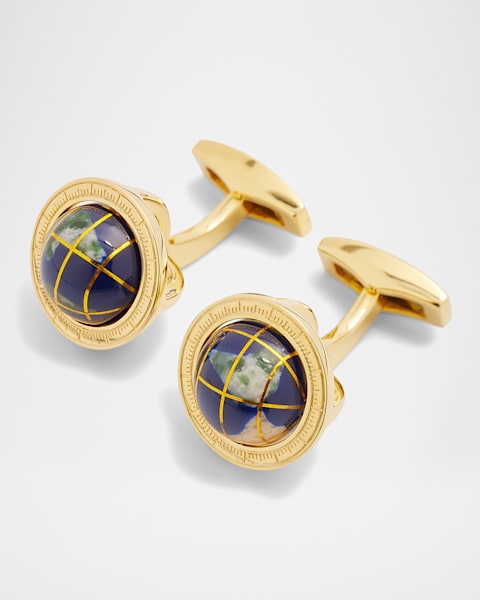 Tateossian Men's Lapis and Silver Rotating Gear Cufflinks | Neiman Marcus