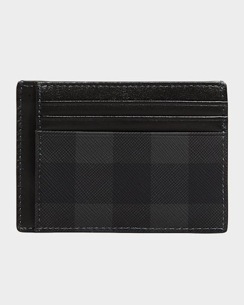Burberry Men's Embossed Check Leather Bifold Card Holder | Neiman Marcus