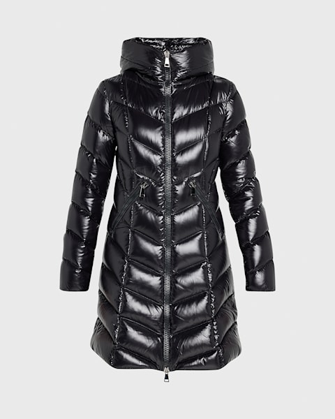 Moncler Marus Long Chevron-Quilted Jacket | Neiman Marcus
