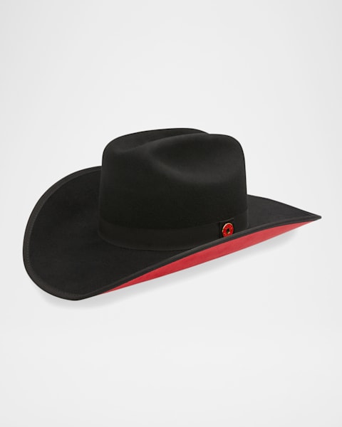 Keith James Men's Queen Red-Brim Wool Fedora Hat | Neiman Marcus