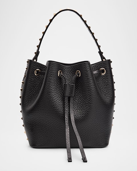 Valentino Garavani Wispy Small Rockstud Leather Bucket Bag | Neiman Marcus