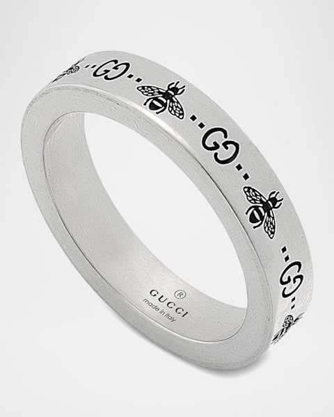 Gucci Men's GG and Bee Band Ring, 6mm | Neiman Marcus