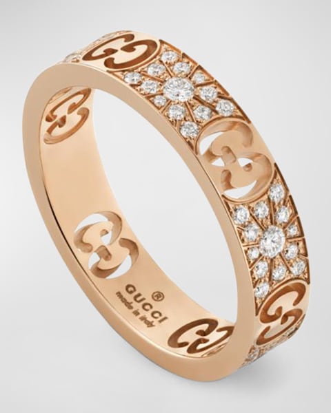 Gucci 18k Yellow Gold Icon Diamond Heart Ring | Neiman Marcus