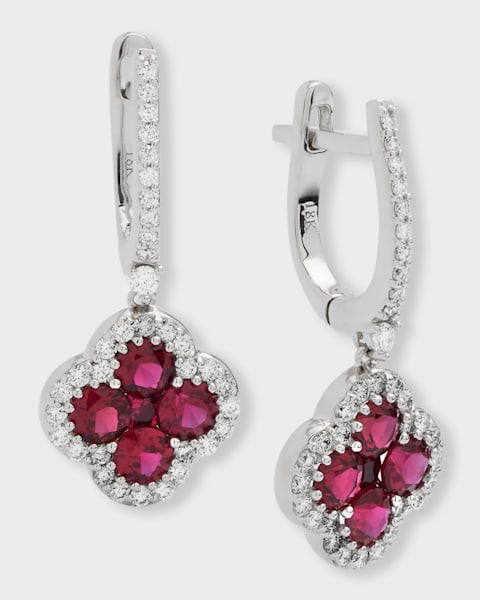 Andreoli 18K White Gold Ruby Oval Drop Earrings with Diamonds | Neiman ...