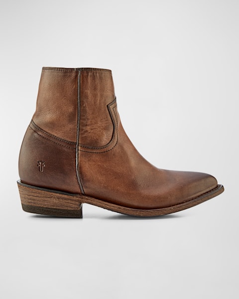 Frye Billy Leather Zip Western Booties | Neiman Marcus