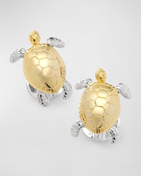 Jan Leslie Men's Sterling Silver Hand-Carved Tigers Eye Sea Turtle ...