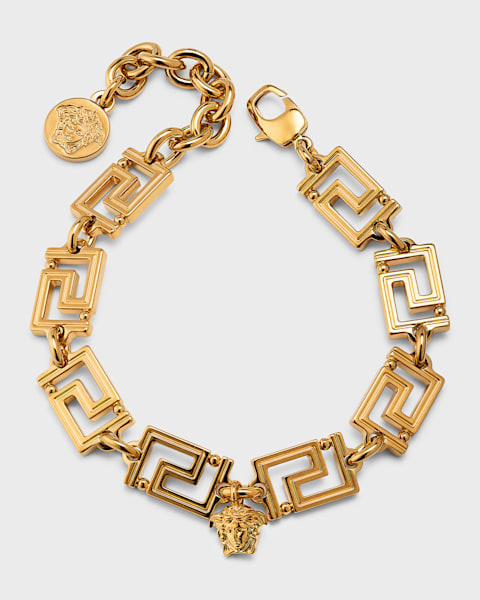 Versace Greca and Leather Buckle Bracelet | Neiman Marcus