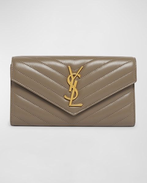 Saint Laurent YSL Monogram Small Flap Wallet in Grained Leather ...