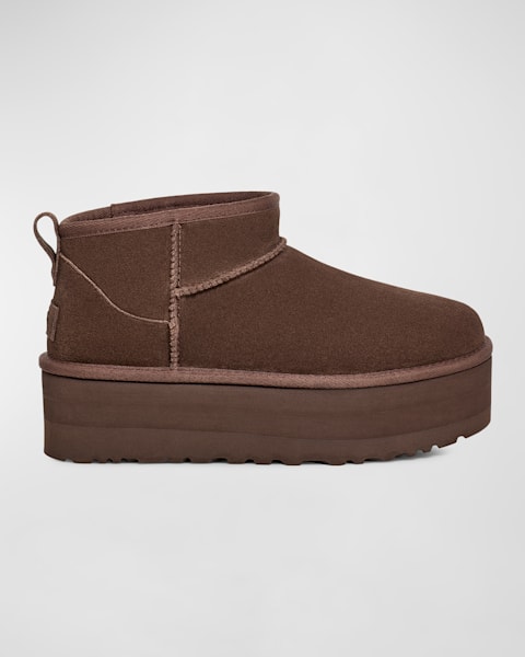 UGG Classic Mini Platform Suede Booties | Neiman Marcus