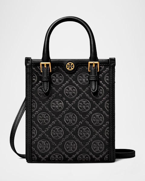 Tory Burch Small T Monogram Zip Canvas Tote Bag | Neiman Marcus