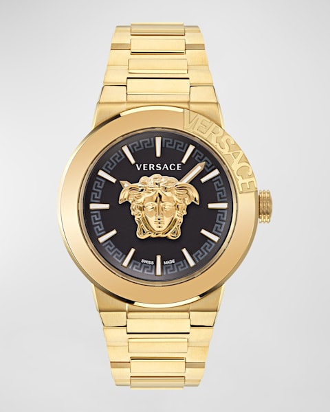 Versace Men's V-Code Medusa Head Leather Strap Watch, 43mm | Neiman Marcus