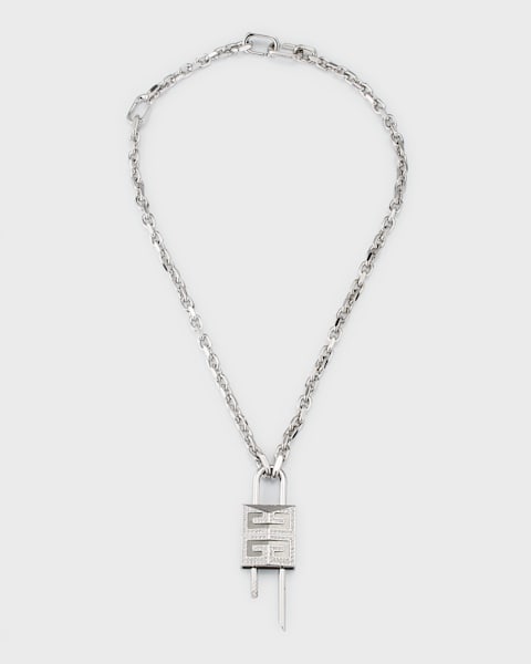 Givenchy Men's Crystal U Lock Chain Necklace | Neiman Marcus