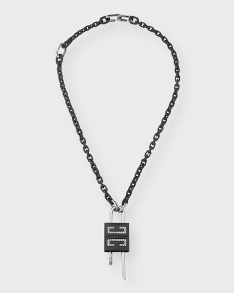 Givenchy Men's Crystal U Lock Chain Necklace | Neiman Marcus