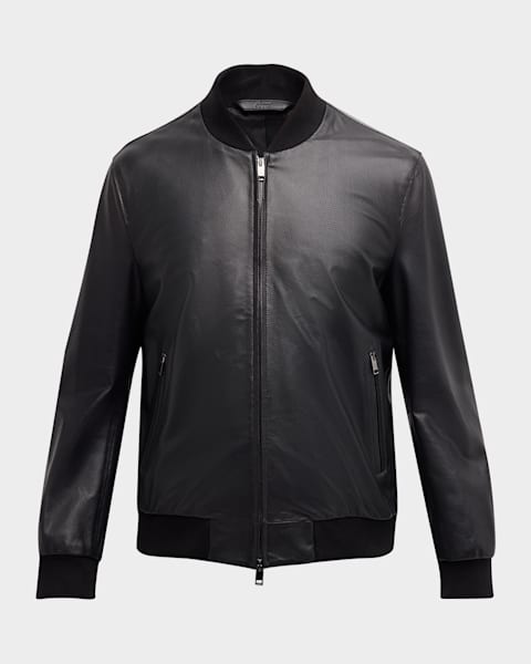 Brioni Men's Classic Leather Bomber Jacket | Neiman Marcus