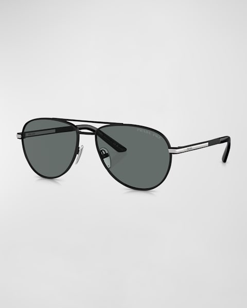 Prada Men's Rimless Gold-tone Wrap Sunglasses | Neiman Marcus