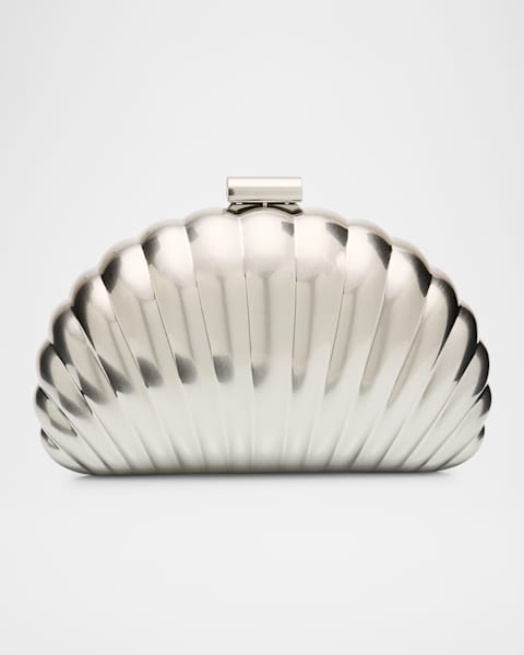 SIMKHAI Bridget Metal Oyster Shell Clutch Bag | Neiman Marcus