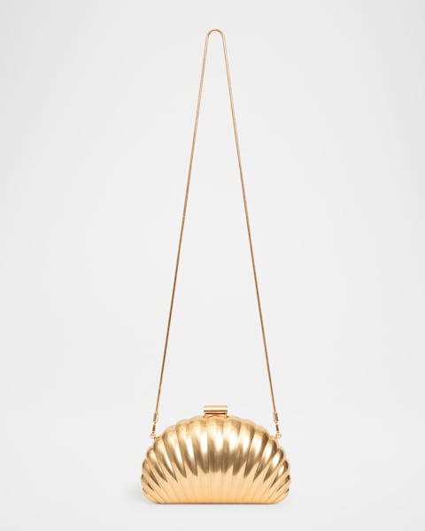SIMKHAI Bridget Metal Oyster Shell Clutch Bag | Neiman Marcus
