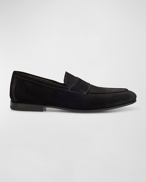 Givenchy Men's Show Leather and Suede Penny Loafers | Neiman Marcus