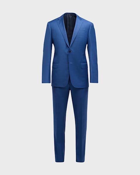 Canali Men's Tonal Check Wool Suit | Neiman Marcus