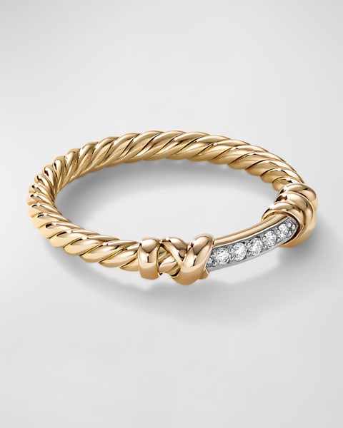David Yurman Paveflex Ring with Diamonds in 18K Gold, 2.7mm | Neiman Marcus