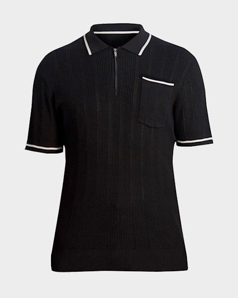 Stefano Ricci Men's Silk Ribbed Polo Shirt | Neiman Marcus