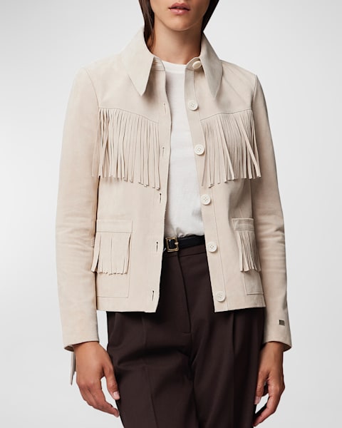 Toteme Fringe Embroidered Scarf Wool Jacket | Neiman Marcus