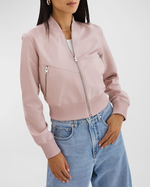 FRAME Atelier Denim and Leather Bomber Jacket | Neiman Marcus
