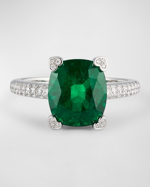 Miseno Procida 18K White Gold Rotating Emerald and Diamond Ring ...