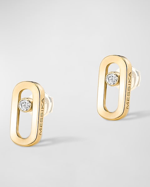 Messika MOVE UNO 18K WHITE GOLD DIAMOND STUD EARRINGS | Neiman Marcus