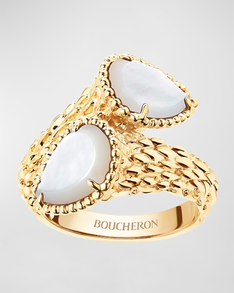 Boucheron Quatre 18K Tricolor Gold Ceramic & Diamond Small Ring ...